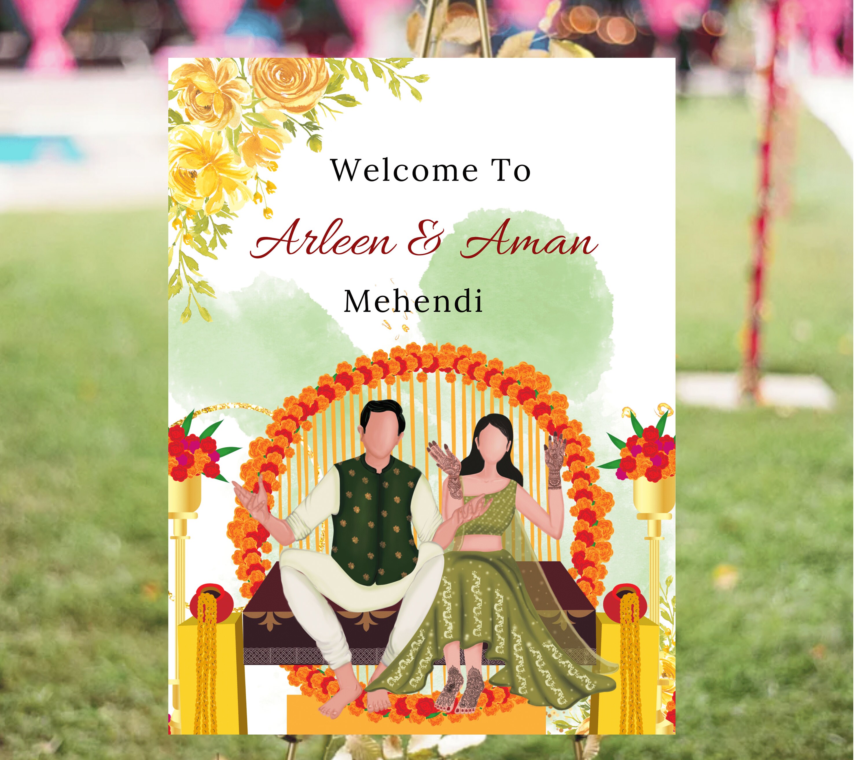 Editable Indian Mehndi Welcome Sign, Mendhi Decor, Mehndi Welcome Sign ...