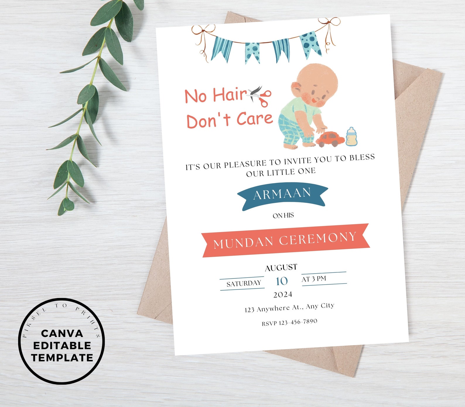 Editable Mundan Ceremony Invitation, Mundan Digital Invitation, Mundan ...