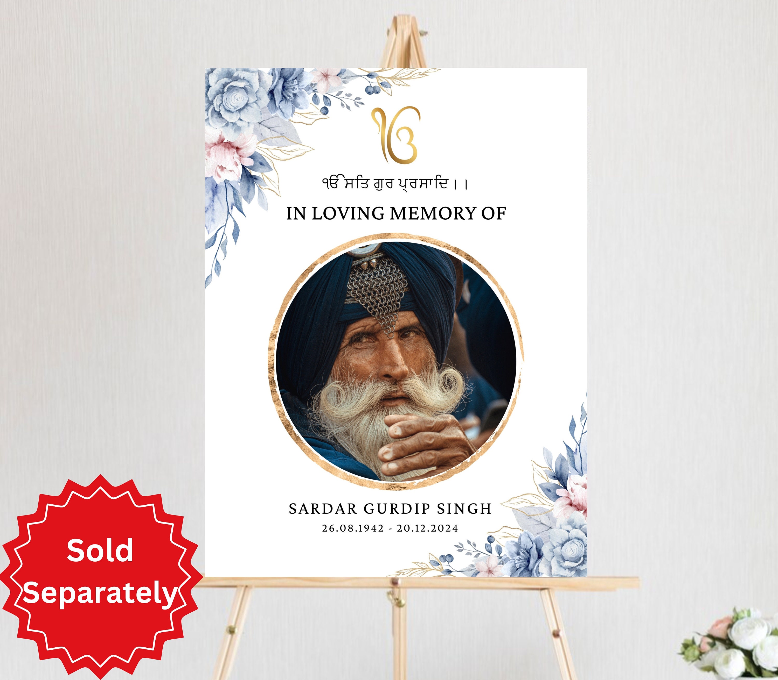 Editable Punjabi First Barsi Invitation: Sikh Funeral Card Template ...