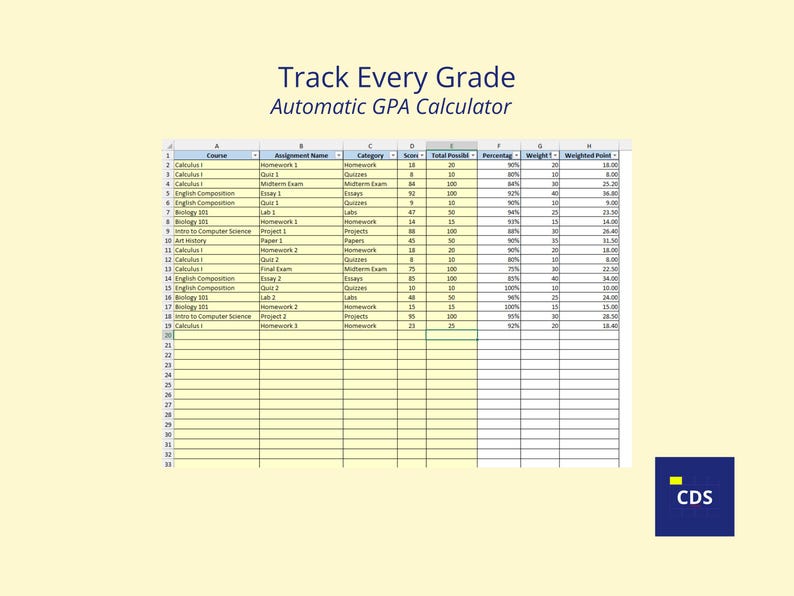 Student Planner 2026 | College Grade Tracker & GPA Calculator ...