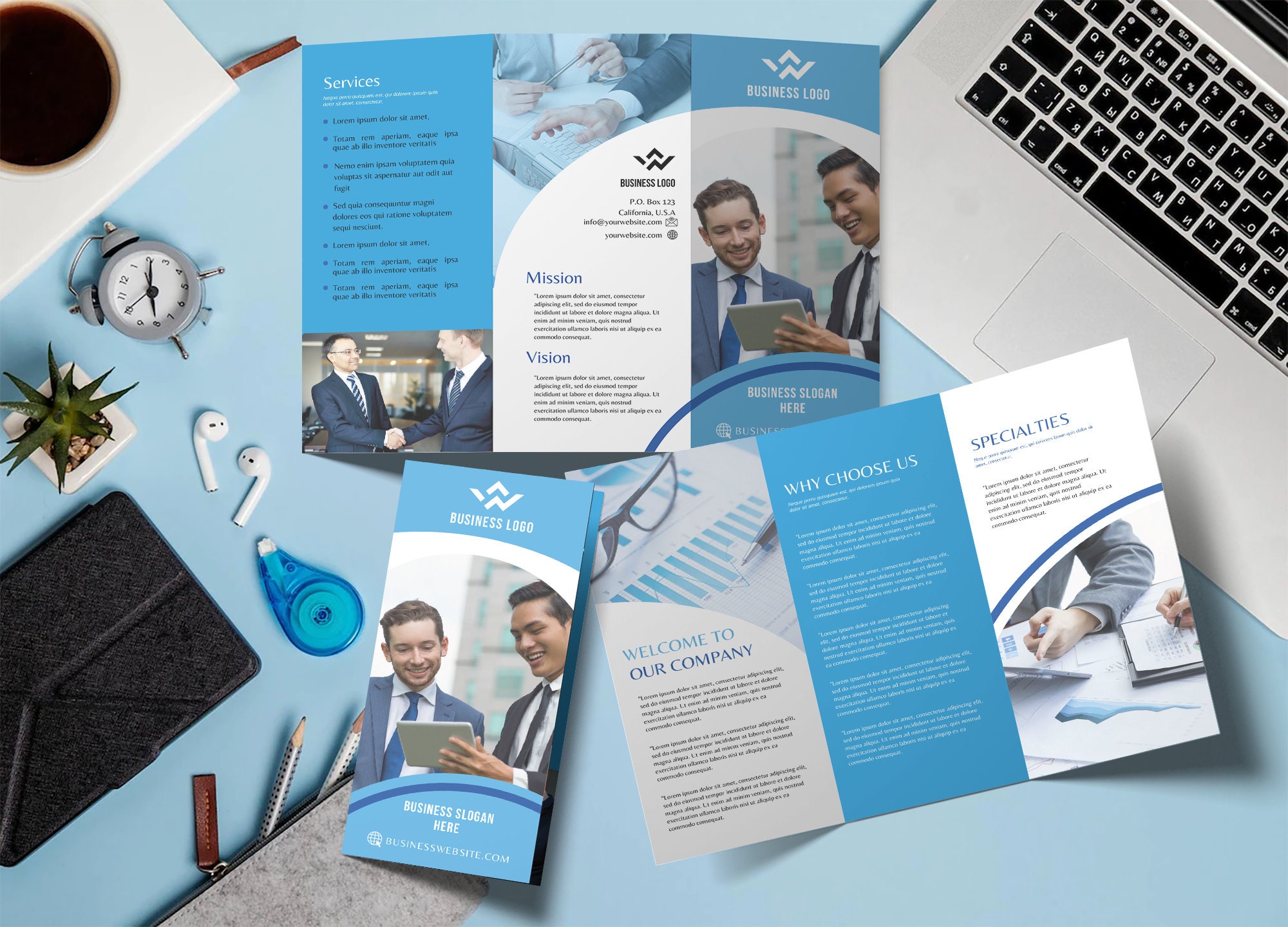 DIY Corporate Modern Trifold Brochure, Editable Tri-fold Business ...