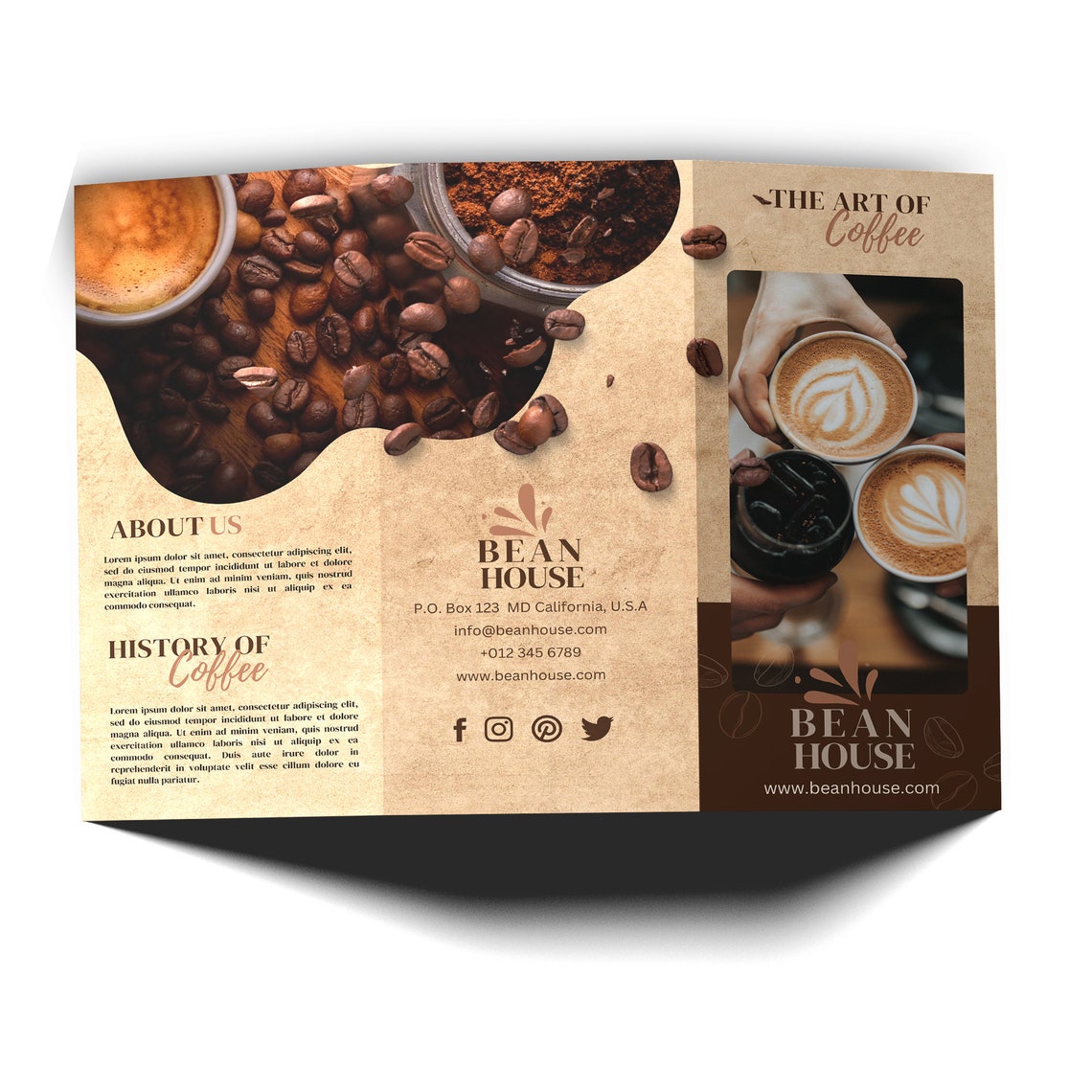 Minimalist Coffee Shop DIY Trifold Brochure, Printable and Customizable ...