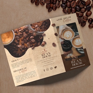 Minimalist Coffee Shop DIY Trifold Brochure, Printable and Customizable ...