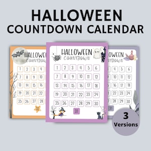 Halloween Countdown Calendar Printable, Spooky Season Activity - Etsy