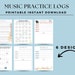 Music Practice Log, Kid's Music Lesson Chart, Piano Practice Tracker ...