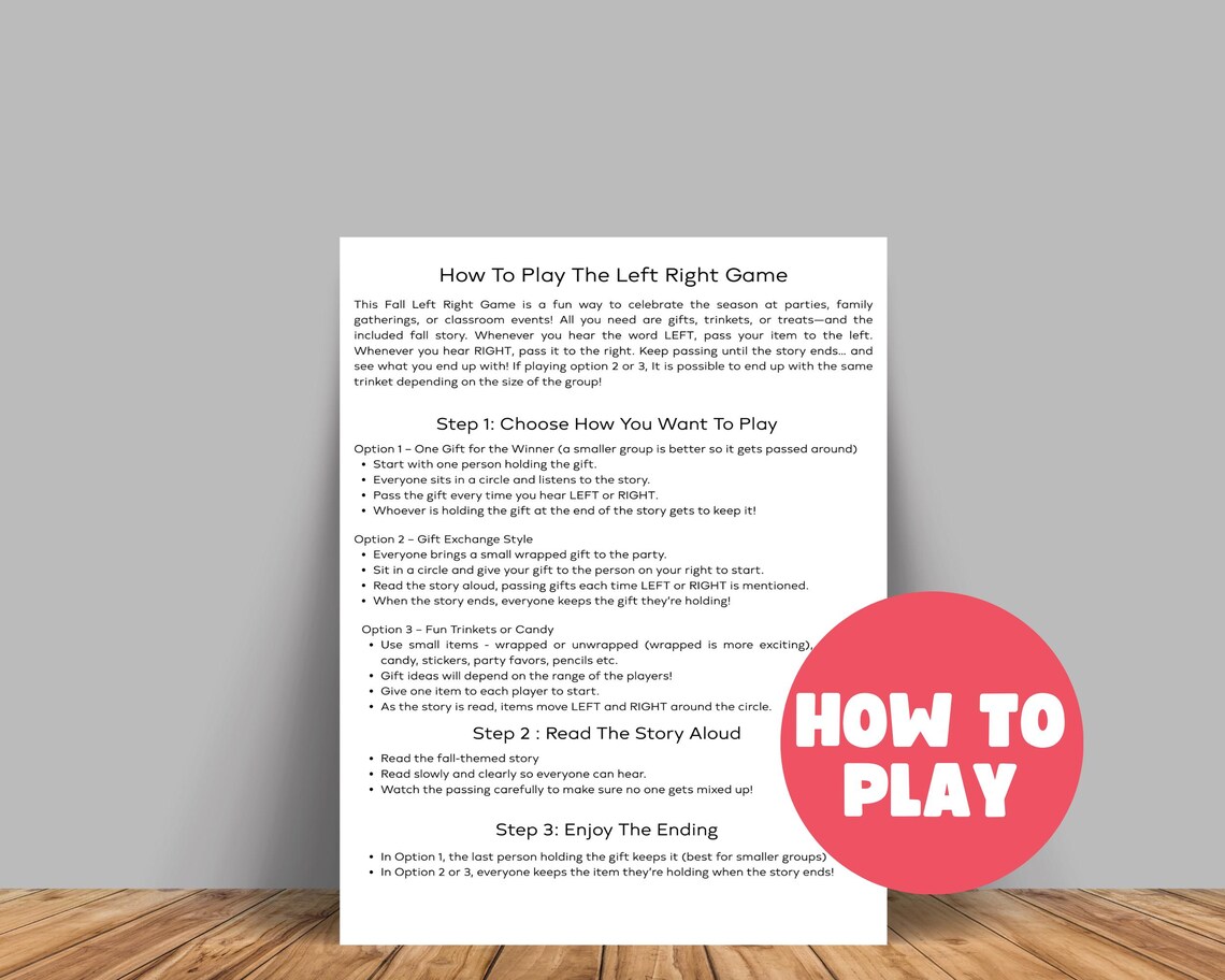 Fall Left Right Game, Autumn Left Right, Thanksgiving Party Game, Pass ...