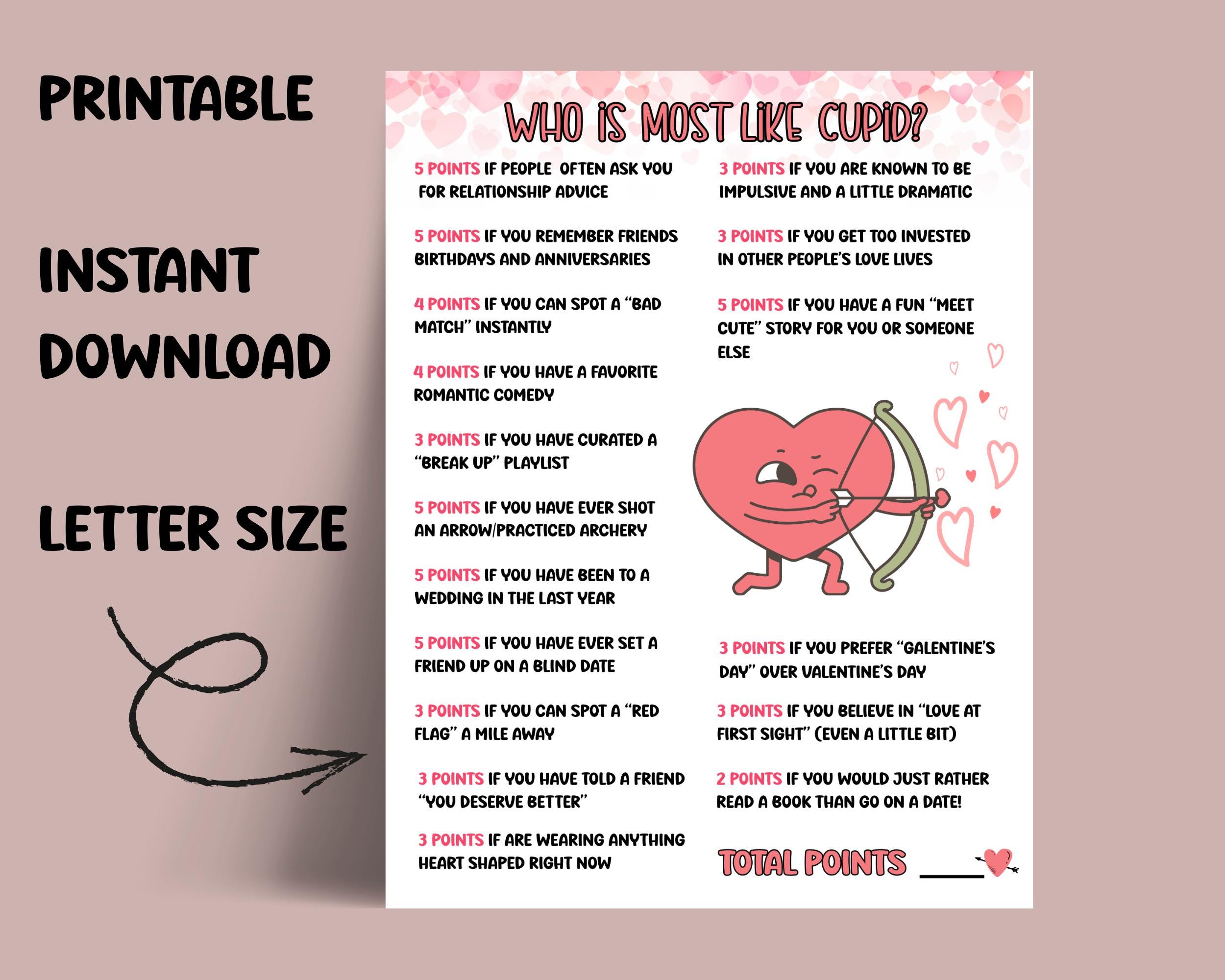 Galentine's Day Game, Who is Most Like Cupid, Valentines Day Game for ...