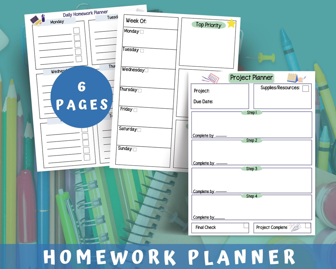 Kids Homework Planner, Homework Checklist,homework Plan,student Planner ...