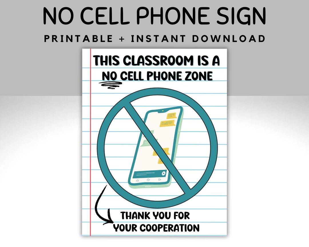 No Cell Phone Sign, No Cell Phone Poster High School, Bulletin Board ...