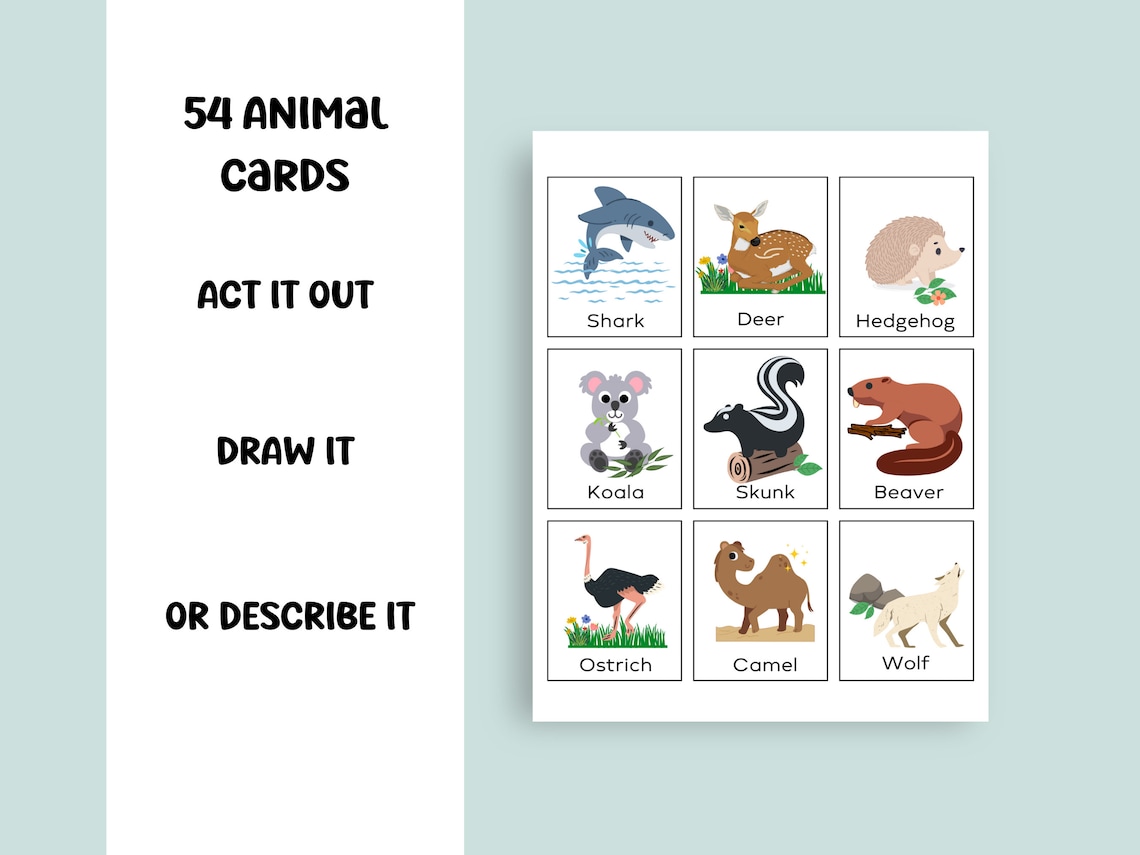 Animal Charades, Charades Printable, Charades Cards, Action Charades ...