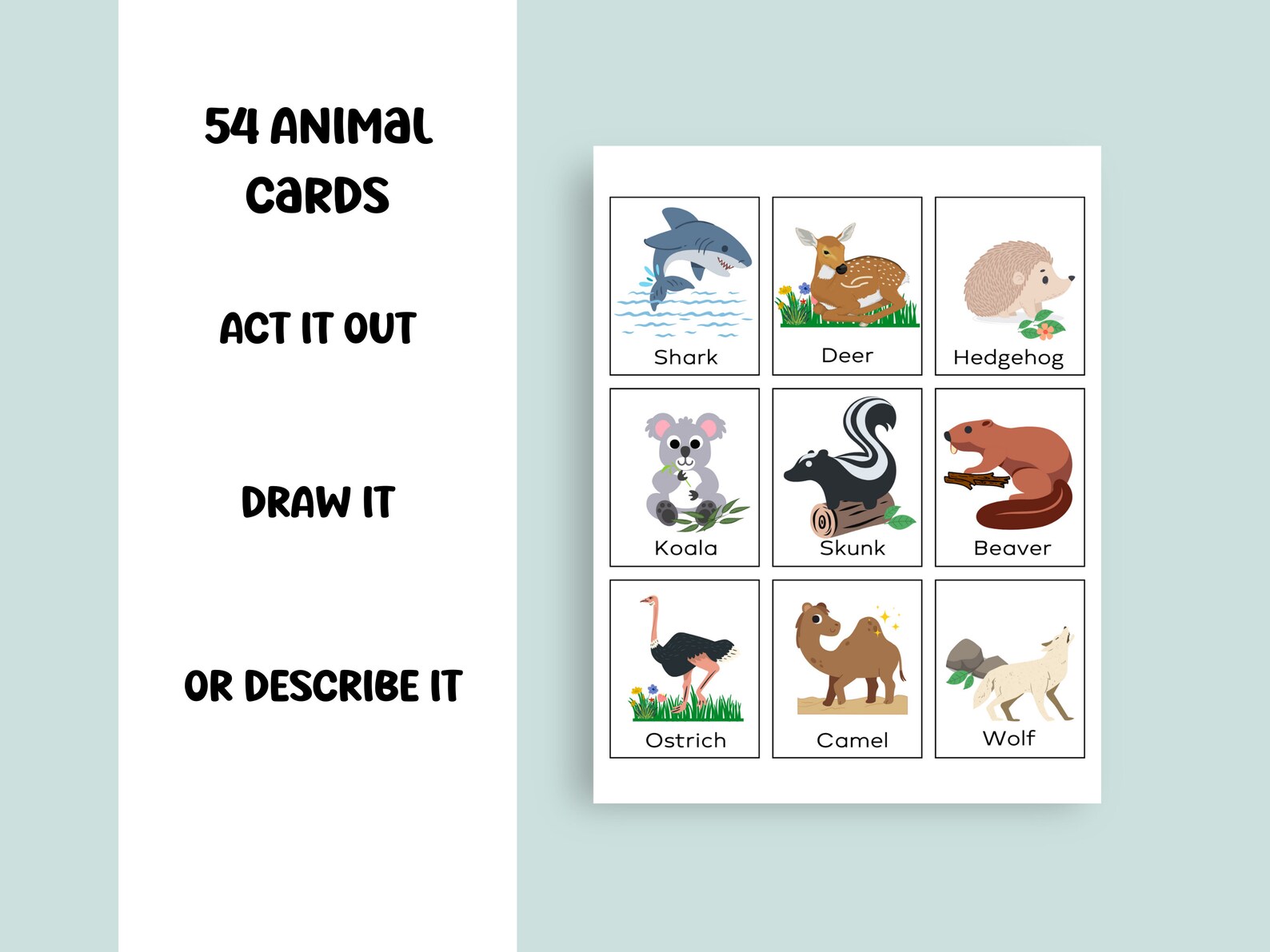 Animal Charades, Charades Printable, Charades Cards, Action Charades ...