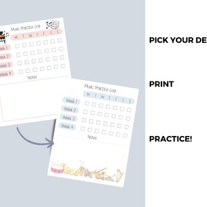 Music Practice Log, Kid's Music Lesson Chart, Piano Practice Tracker ...