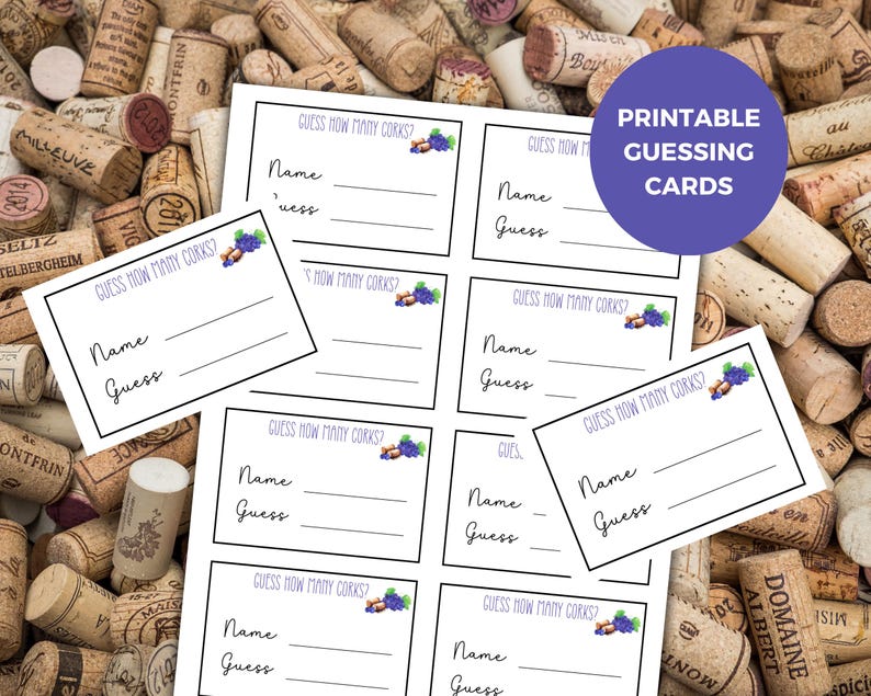 Guess How Many Corks, Wine Party Game, Guess How Many Cards, Bridal ...