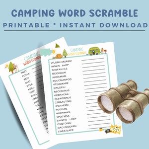 Camping Word Scramble, Camping Word Game, Outdoor Themed Word Scramble ...