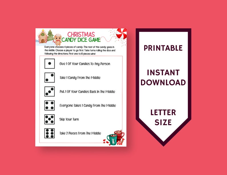 Christmas Dice Game, Christmas Candy Dice Game, Hot Chocolate Party ...