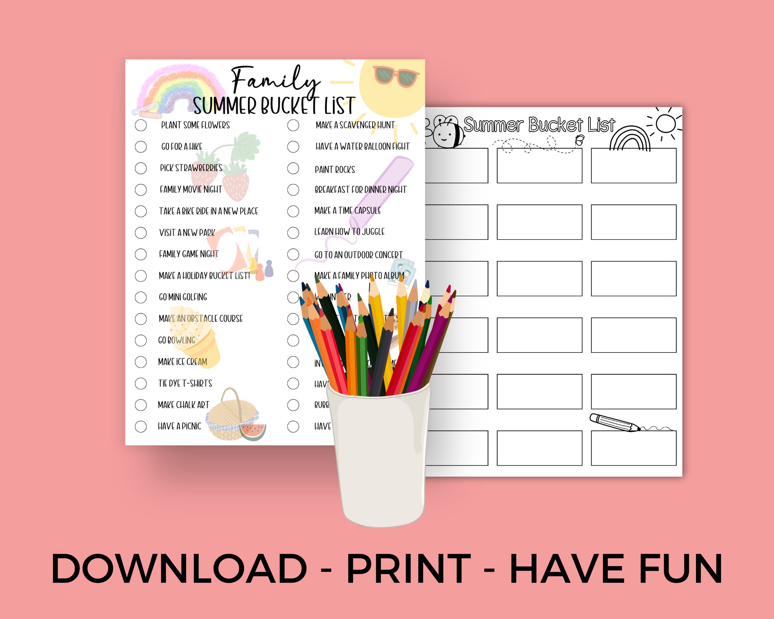 Summer Family Bucket List, Summer Vacation Activity, Kid's Summer ...