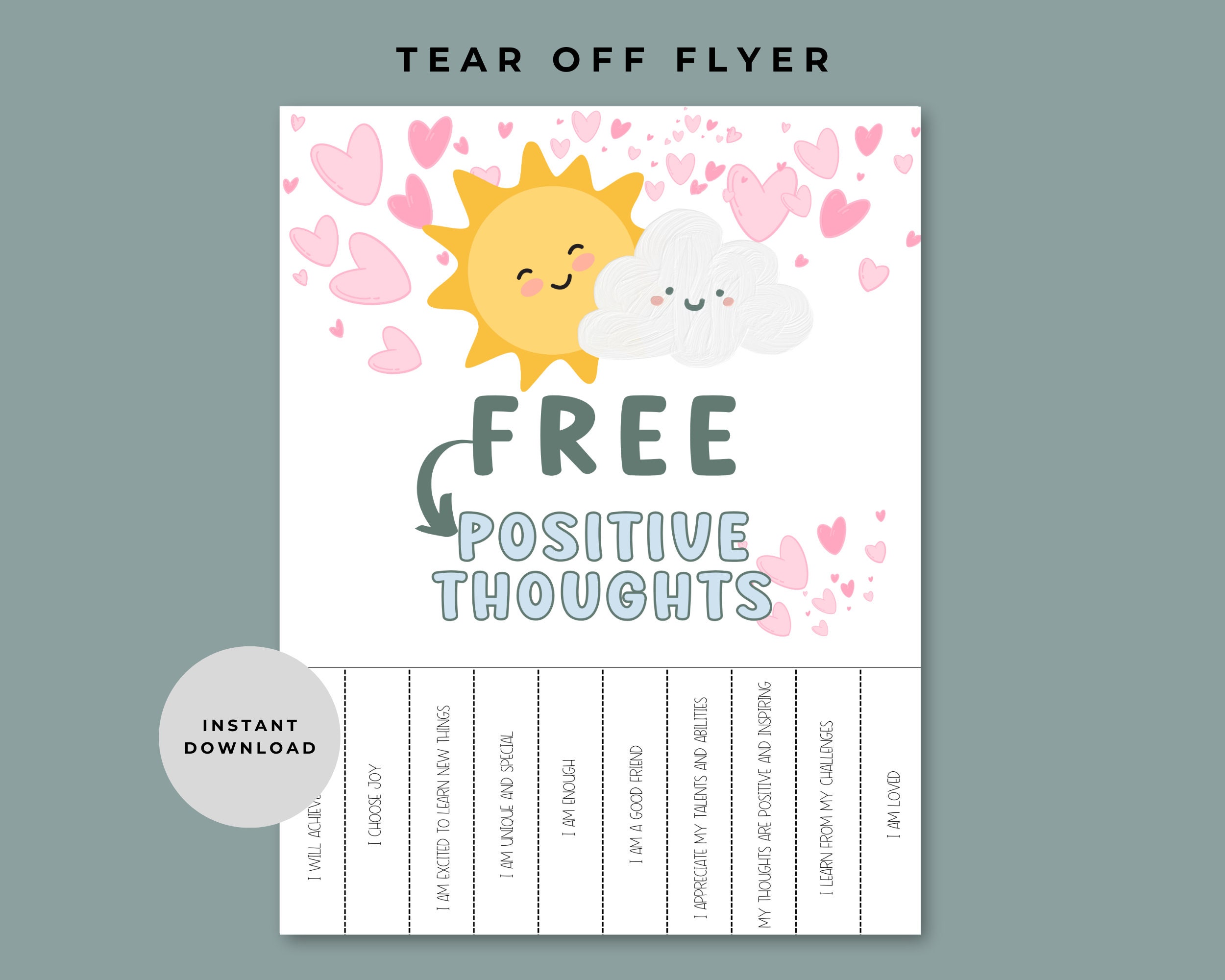 Positive Affirmation Tear off Flyer,encouragement Flyer,school ...
