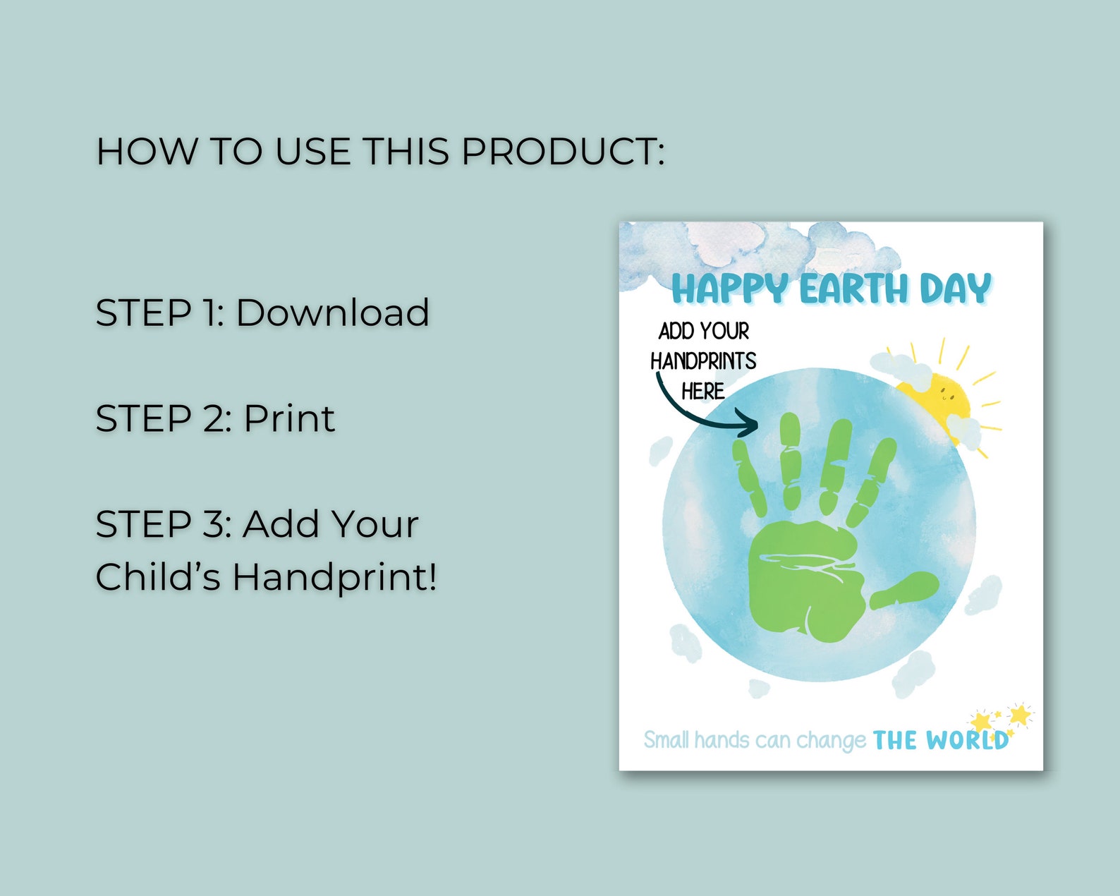 Earth Day Handprint, Earth Day Printable, Earth Day Preschool, Toddler ...