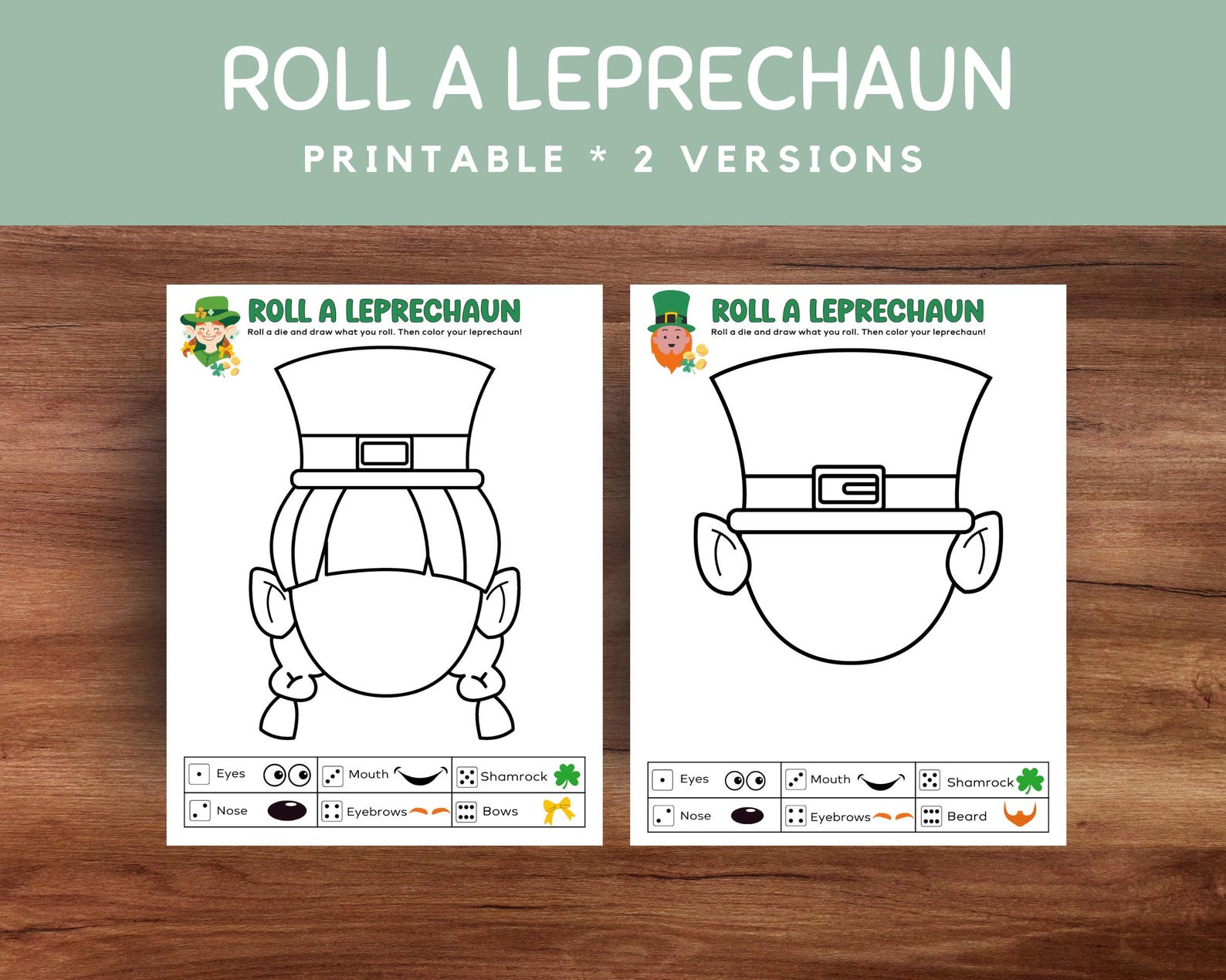 Roll A Leprechaun Dice Game, Leprechaun Dice Game, St. Patrick's Day ...