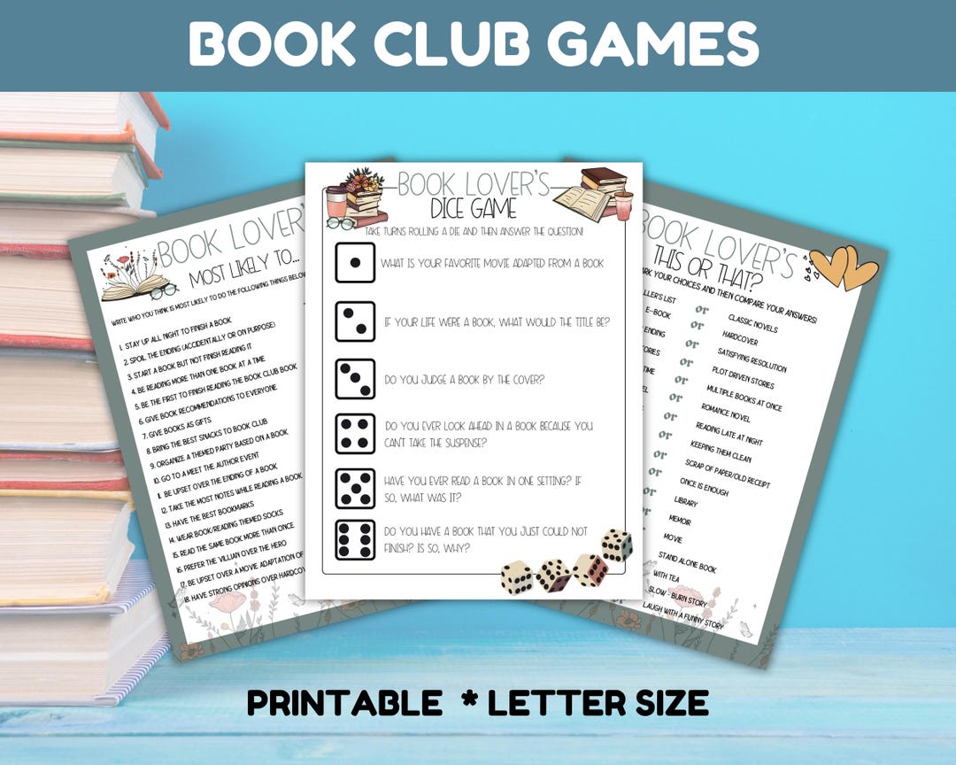 Book Club Games Printable, Book Club Games Adult, Book Club Party Game ...