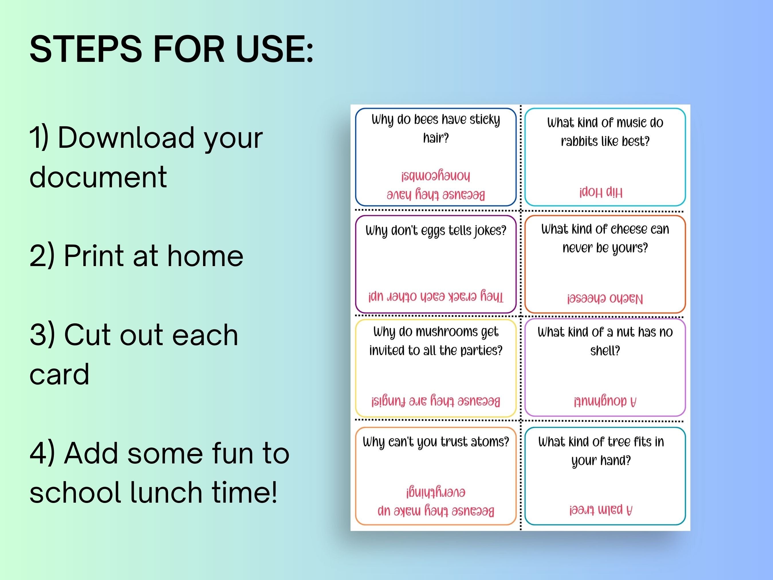 Lunch Notes for Kids Printable Lunchbox Notes Jokes and Fun - Etsy