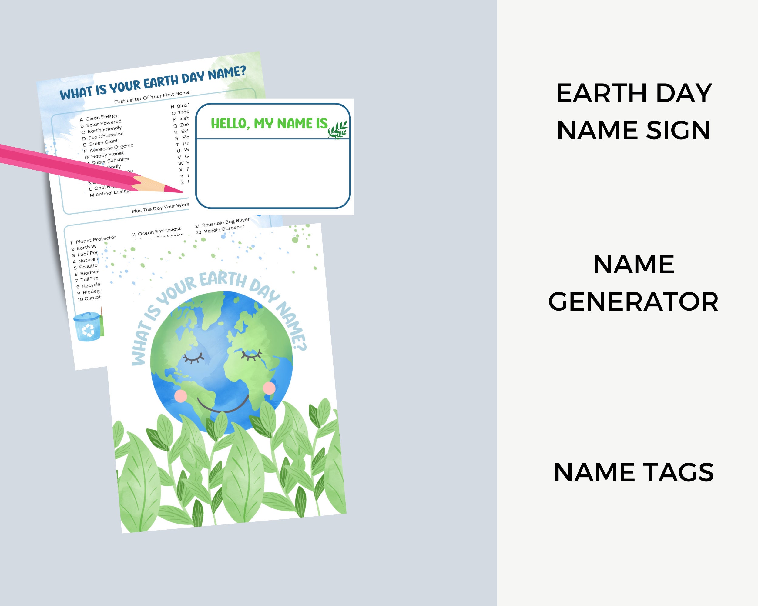 Earth Day Printable, What is Your Earth Day Name, Earth Day Games ...