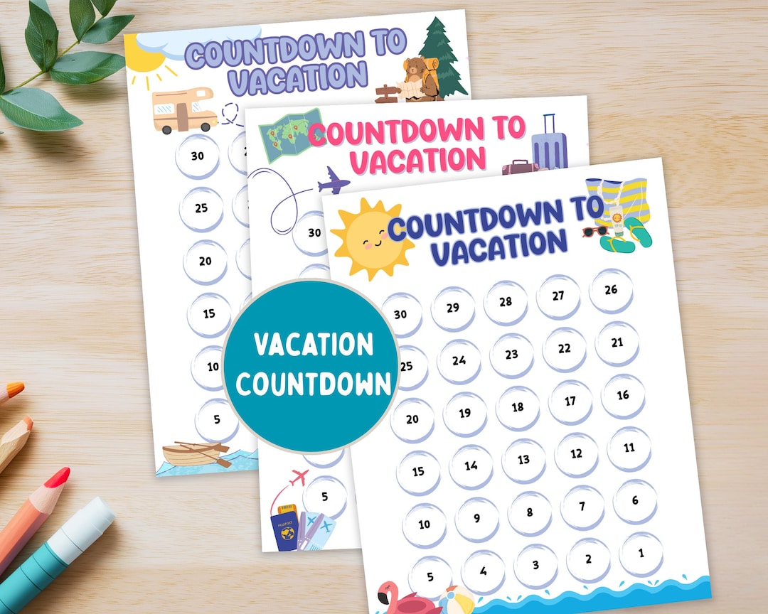 Vacation Countdown Calendar, Travel Countdown, Countdown to Your ...