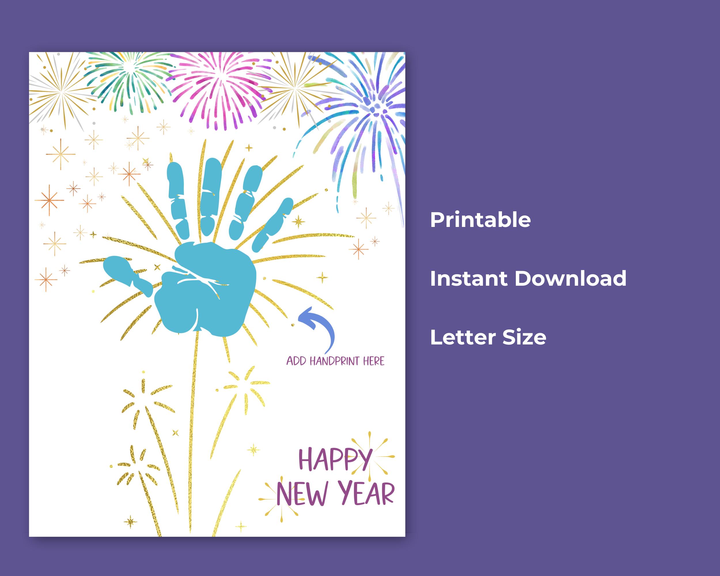 New Years Handprint Art, Sparkler Handprint Art, Happy New Year ...