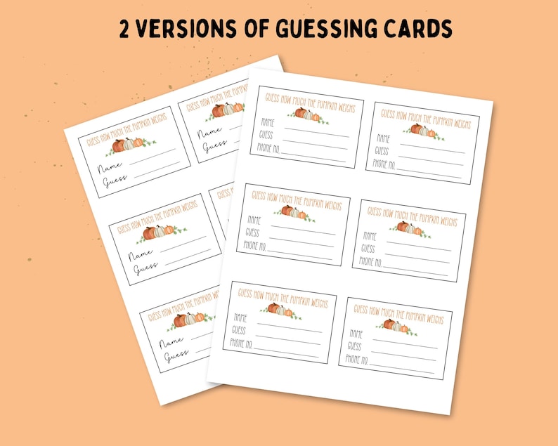Pumpkin Games, Guess the Weight of the Pumpkin, Printable Halloween ...