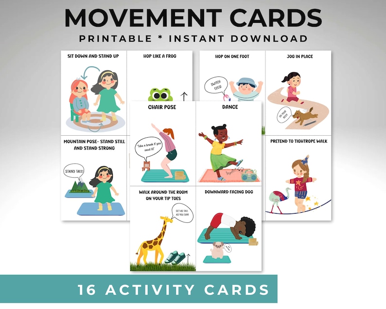 Movement Break Cards, Brain Break Activities, Exercise Cards for Kids ...