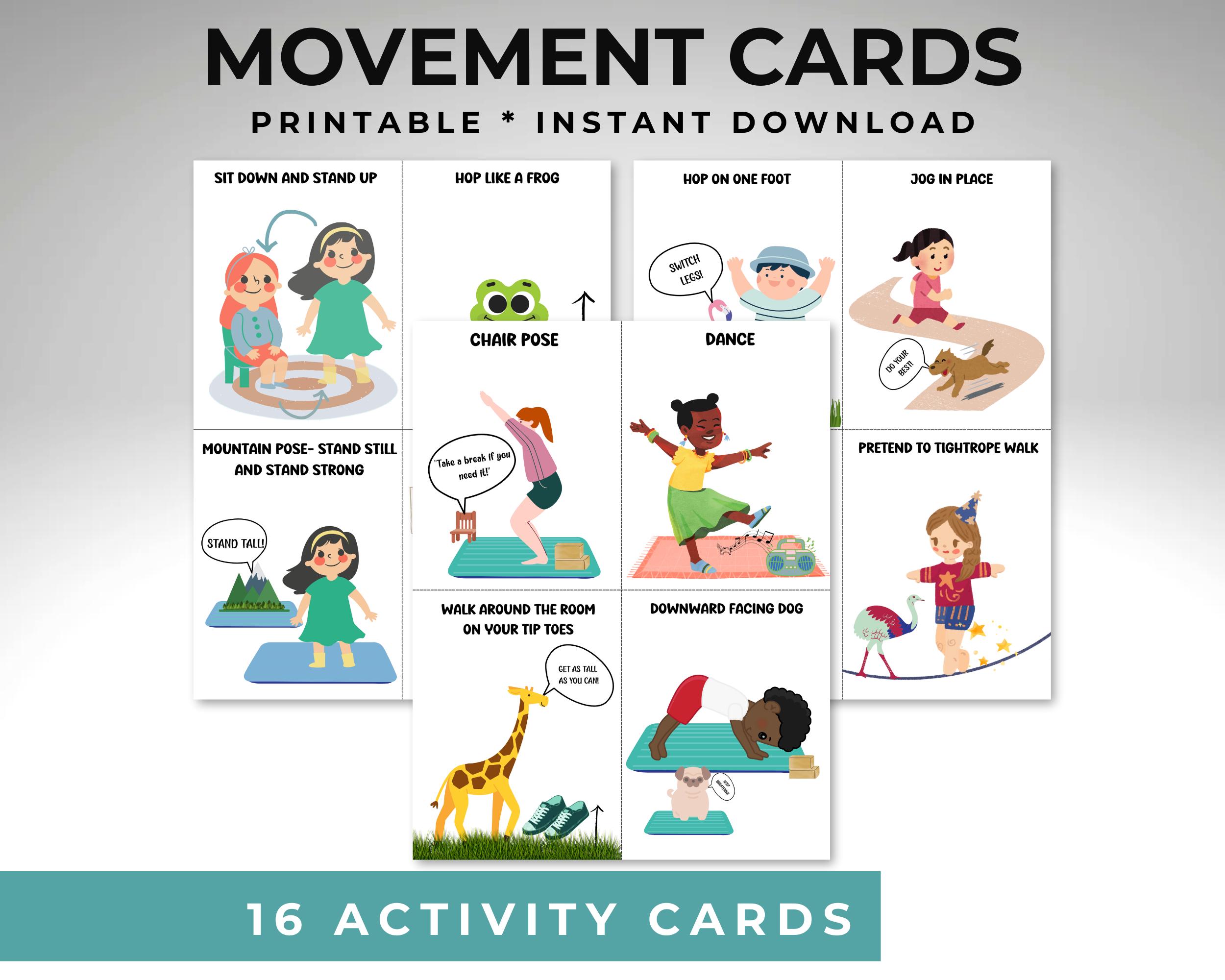 Movement Break Cards, Brain Break Activities, Exercise Cards for Kids ...