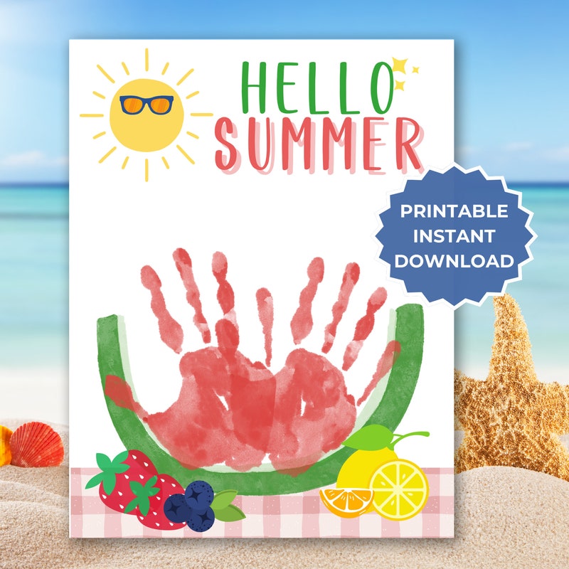 Watermelon Handprint Craft - Etsy