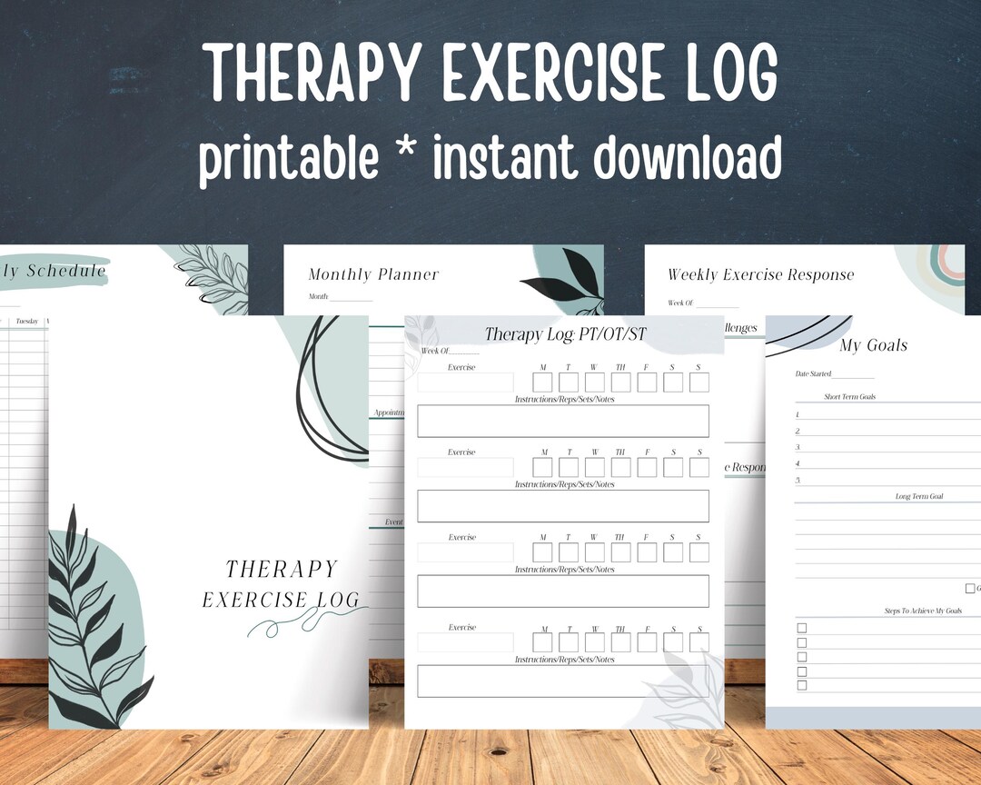 Physical Therapy Log, Daily Exercise Planner, Therapy Exercise Tracker ...