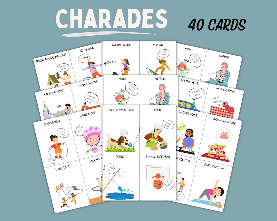 Charades for Kids, Action Charade Games, Movement Game, Boredom Buster ...