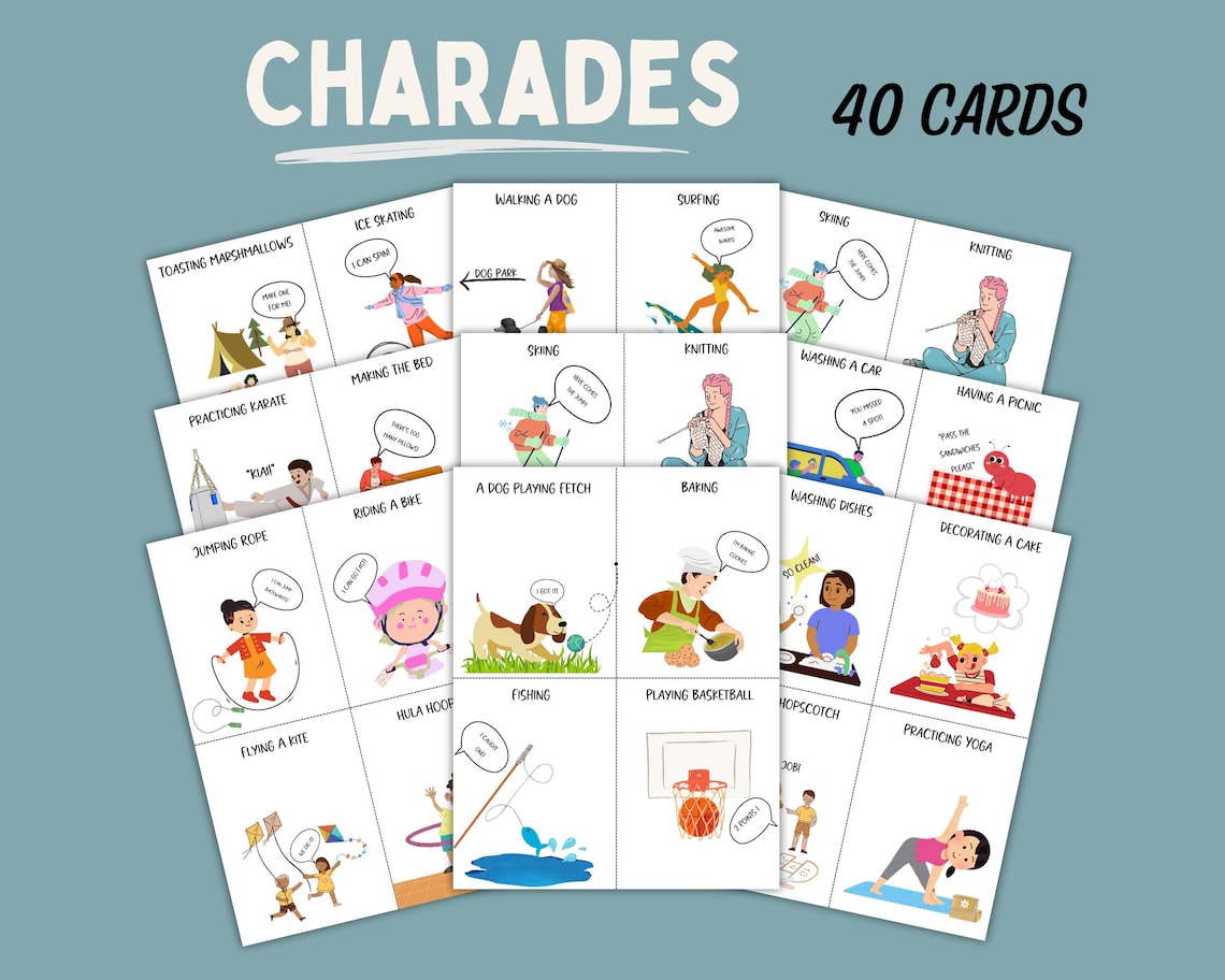 Charades for Kids, Action Charade Games, Movement Game, Boredom Buster ...