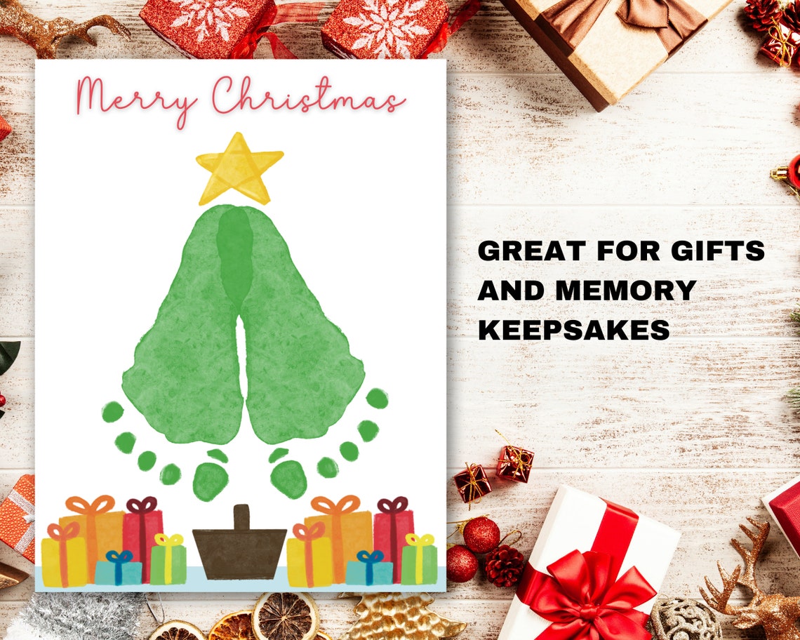 Christmas Tree Footprint Art, Holiday Preschool and Daycare Craft ...
