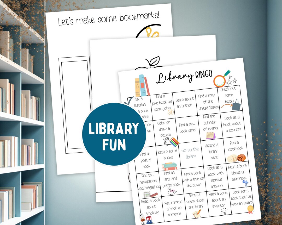 Elementary Library Bingo, Library Printable Scavenger Hunt, Book Bingo ...