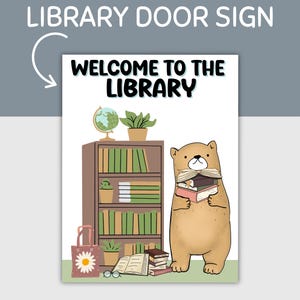Welcome to the Library Sign, Library Door Sign, Children's Library ...