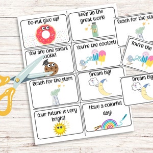 Lunchbox Notes for Kids, Printable Lunch Notes Kid, Lunchbox Notes ...