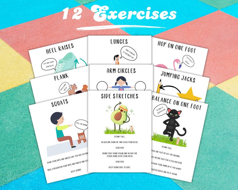Physical Education Posters, PE Games, Movement Cards, Family Fitness ...