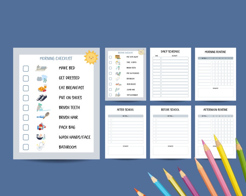 Kids Morning & Bedtime Checklist, Routine Chart (digital Download ...