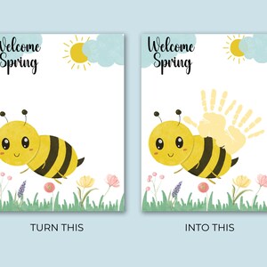 Spring Handprint Art, Bee Handprint Art, Preschool Spring, Memory ...
