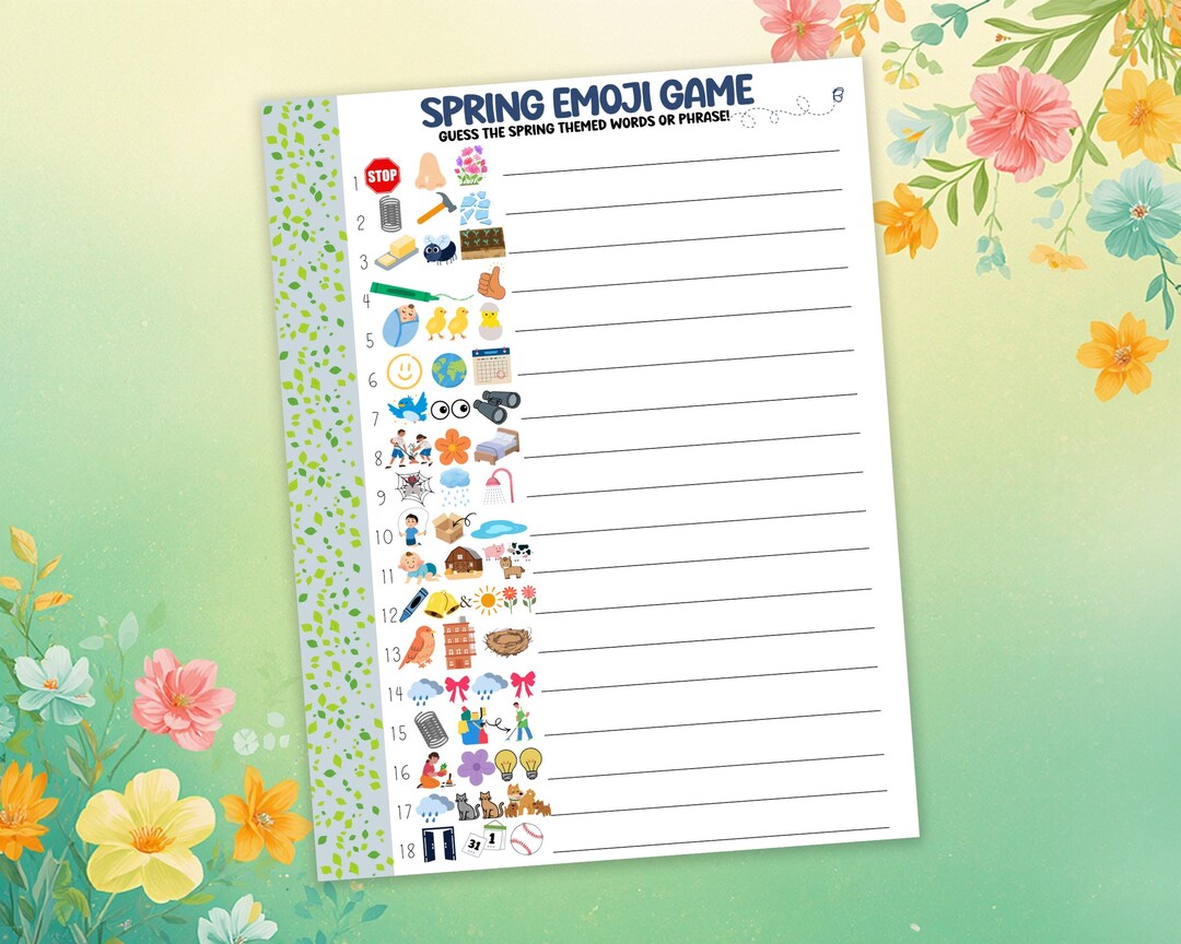 Spring Emoji Game, Printable Icebreaker, Guess the Phrase, Spring ...