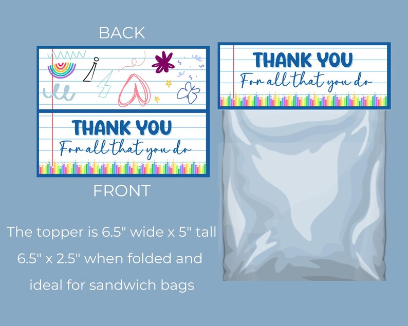 Teacher Treat Bag Topper, Teacher Appreciation Tag, Teacher Thank You ...