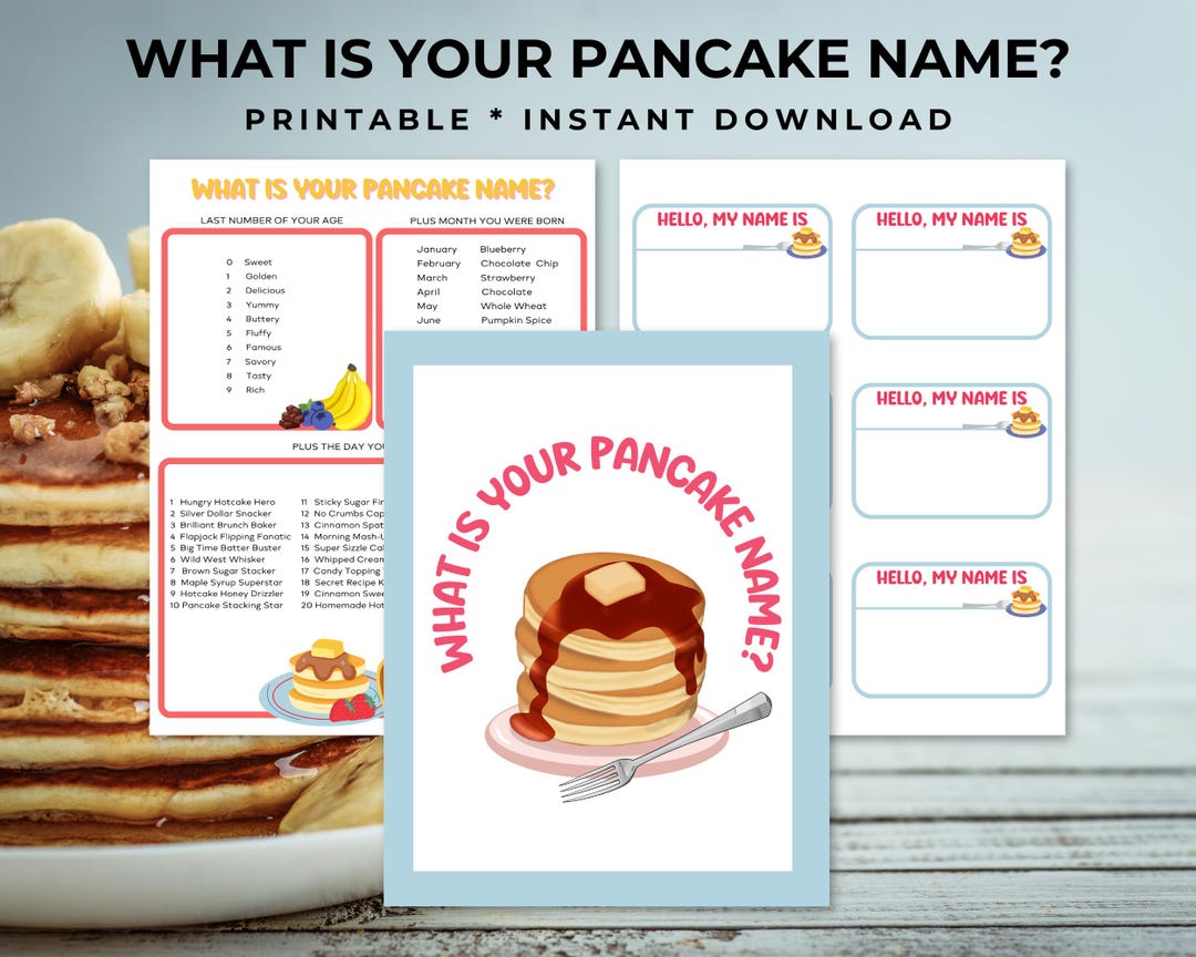Pancake Sign Printable, Pancake Fundraiser, Name Generator, Brunch ...