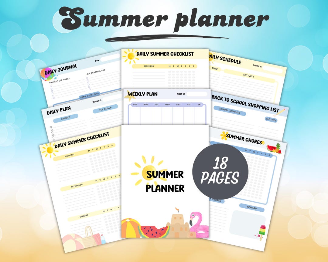 Summer Break Planner, Summer Activity Planner, Printable Summer ...