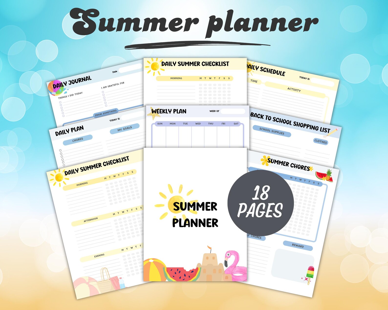 Summer Break Planner, Summer Activity Planner, Printable Summer ...