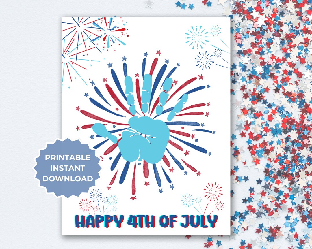Fourth of July Handprint Art, Fireworks Handprint Art,happy 4th of July ...