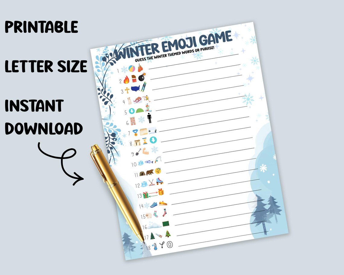 Winter Emoji Game, Printable Holiday Icebreaker (PDF), Guess the Phrase ...