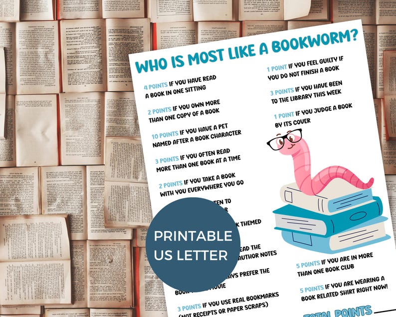 Book Club Games, Who is Most Like A Bookworm, Book Club Icebreaker ...